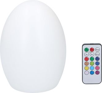 Grundig LED Tischlampe in Eiform - RGB Lampe - Batteriebetriebene Tischlampe - mit Fernbedienung - Verschiedene Lichtfarben und Modi - Timerfunktion von 4 bis