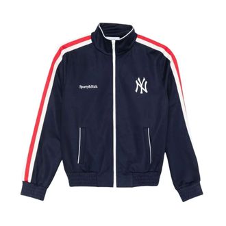 Sporty & Rich Femme, Sweatshirts et sweats &agrave; capuche, Bleu, Taille: 44 FR Veste de surv&ecirc;tement Yankees Serif