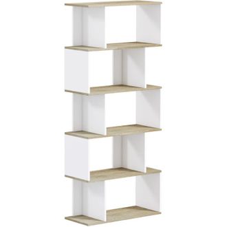 HOMCOM Homcom - Bibliothèque design contemporain zig zag 5 étagères 6 niv. dim. 70L x 29l x 163H cm aspect bois blanc