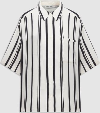 Anine Bing Chemise Coco Monogram Stripe Ivory And Black