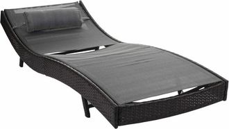 Hhg Neuwertig] Sonnenliege Phoenix, Relaxliege Gartenliege Liege, Poly-Rattan braun-meliert, Bezug grau