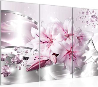 Runa Art Wandbilder Blumen Lilien Bild XXL Wohnzimmer Schlafzimmer Grau Rosa Abstrakt 120 x 80 cm 3 Teilig 021831c