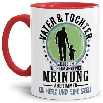 Tassendruck Lustige Tasse mit Spruch f&uuml;r Papa - Vater und Tochter - Kaffee-Tasse/Geschenk-Idee V&auml;ter/Vatertagsgeschenk/Geburtstag/Vatertag - Innen & Henkel Rot
