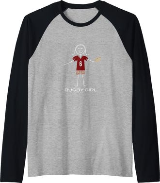 Whyitsme Design Lustiger Rugby-M&auml;dchen-Rugbyspieler f&uuml;r Damen Raglan