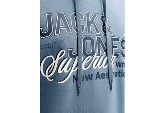 Jack & Jones Kapuzensweatshirt Jack&Jones &Uuml;bergr&ouml;&szlig;en Hoodie rauchblau JJELOGO Print