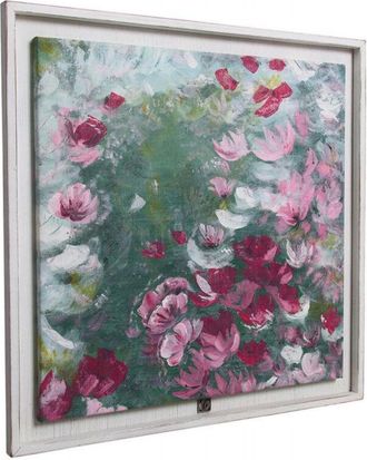 Décoration d'Autrefois Decoration D Autrefois - Tableau peinture à lhuile motif fleurs - Bois - Blanc - Interiors