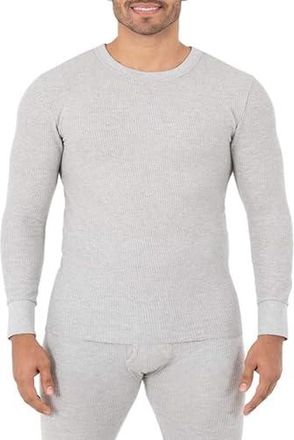 Fruit Of The Loom Recycled Waffle Thermal Underwear Crew Top (1 and 2 Packs) Haut de Pijama, Gris chiné, XL Homme