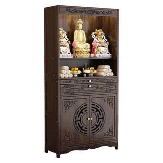 Generic Buddhistischer Altar, pers&ouml;nlicher Schrein-Altartisch, Buddha-Nischen-Altarschrank aus Bambus mit Schublade, chinesischer Meditationstisch/Gebetsst&auml;nd
