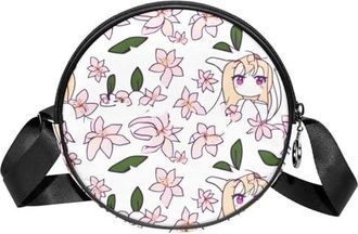 Generic Sac &agrave; bandouli&egrave;re rond pour femme, petit sac &agrave; bandouli&egrave;re avec fermeture &eacute;clair, bretelles r&eacute;glables, style d&eacute;contract&eacute; pour femmes et filles