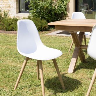 Macabane Macabane - malo - Lot de 2 chaises blanches pieds couleur naturelle