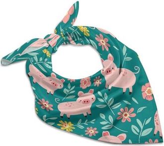 Generic Écharpe carrée en soie légère et mignonne avec motif de cochon pour cheveux, respirant, cadeau pour homme et femme, multicolore, 46x46cm