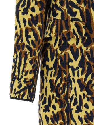 Marni Abstract Animal-Print Jacquard Coat - Yellow