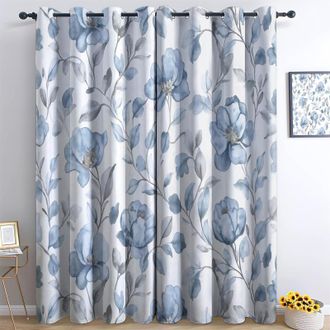 Generic Vorhänge H215 x B110 cm (2er Pack) für Wohnzimmer Schlafzimmer Dekor Aquarell Romantisch Blumen Drucken Blickdichte Gardinen Verdunkelungsvorhang Lich