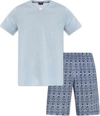 Hanro Homme, V&ecirc;tements de nuit et de d&eacute;tente, Bleu, Taille: 2XL Ensemble pyjama manches courtes Night & Day