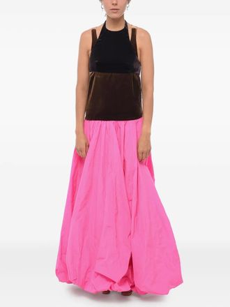 Valentino Garavani robe &agrave; empi&egrave;cement en velours - Rose