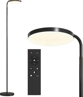 HOMCOM Stehlampe LED Wohnzimmer Dimmbar Stehleuchte 2800 lm mit magnetischer Fernbedienung Stufenlos Einstellbar 3000K-6500K Deckenfluter H&ouml;henverstellbar mi