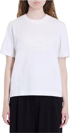 Burberry Femme, Tops, Blanc, Taille: 38 FR T-shirt en coton avec logo brod&eacute;