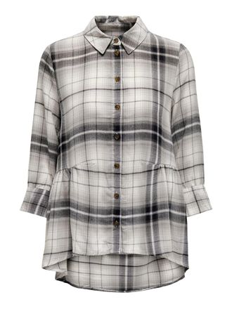 Only Womens Onlnew Canberra 3/4 Shirt NOOSWVN Karohemd, Black/AOP:White Check, S