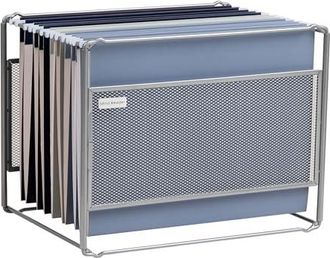 Mind Reader Hanging File Folder Organizer, Desktop Organizer, Storage, Office, Metal Mesh, 13 L x 9.75 W x 10.25 H, Silver