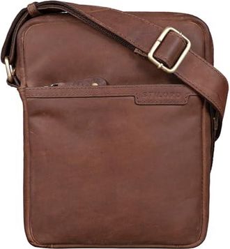 STILORD Blake Sacoche Homme Cuir Retro Sac Bandoulière Petit Vintage Sac Messager Sac à Main DIN A5 Sac en Cuir véritable, Couleur:Messina - Marron