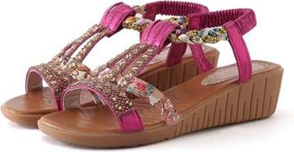 Generic Sandales compens&eacute;es pour femme 2026, strass scintillants, bride en T, sandales plates &agrave; bout ouvert, sandales orthop&eacute;diques habill&eacute;es avec sangle de c