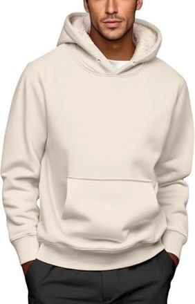 Generic Manteau en peluche décontracté pour homme avec doublure en polaire épaisse et thermique pour lhiver - Cadeau de Noël, beige, S