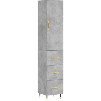 vidaXL Highboard Betongrau 34,5x34x180 cm Holzwerkstoff Vidaxl
