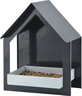 Esschert Design Wandfutterhaus, in anthrazit/wei&szlig;, aus dem Material Metall, 19,2 x 12,0 x 23,2 cm