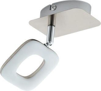 Eglo LED Deckenlampe Litago, Deckenstrahler, Stahl in nickel-matt, Kunststoff in weiss warmwei&szlig;