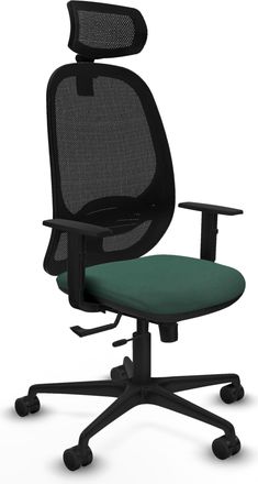 Piqueras y Crespo Schreibtischstuhl zylindrisch gr&uuml;n mit 1D-Armlehnen, h&ouml;henverstellbarer Lendenwirbelst&uuml;tze und h&ouml;henverstellbarem Kopfteil und Neigungsverstellung. Au