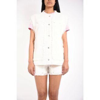 Msgm Msgm, Femme, Vestes, Blanc, Taille: 42 FR Gilet en tweed &agrave; effet boucl&eacute;