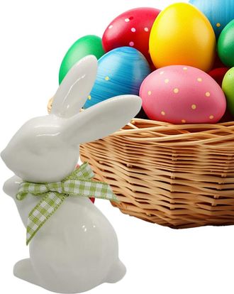 Generic Keramikkaninchen Figur Ostern Figur Hase wei&szlig; Statue Porzellan Figur Dekohase Kaninchen Keramik wei&szlig; Figur Osterhasen Figuren Sammelfiguren