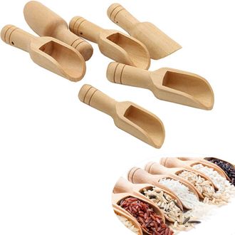 Generic Holzlöffel Klein, 6 Stücke Mini Holz Schaufeln, Badesalz Löffel, Holzschaufel für Salz, Löffel, Küchenutensilien, Milchpulver, Kaffee, Gewürze, Tee