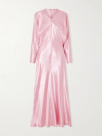 FFORME Naomie Maxikleid Aus Gehämmertem Satin Mit Falten - Pink