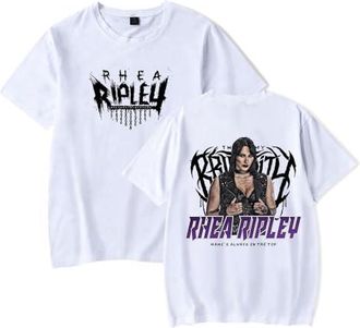 Generic Rhea Ripley T-shirt unisexe &agrave; col rond et manches courtes, blanc, M