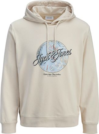 Jack & Jones Kapuzensweatshirt JACK & JONES JJHONOLULU SHAPE SWEAT HOOD, Herren, Gr. XL, moonbeam, angeraute Sweatware, Obermaterial: 60% Baumwolle, 40% Polyester,