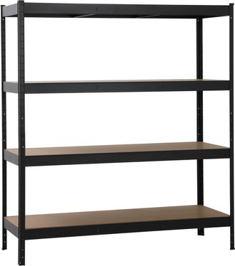 Schulte Regalwelt Schwerlastregal XXL mit 4 MDF-Böden 180x160x60 cm (HxBxT), 250 Kg Traglast pro Boden, schwarz