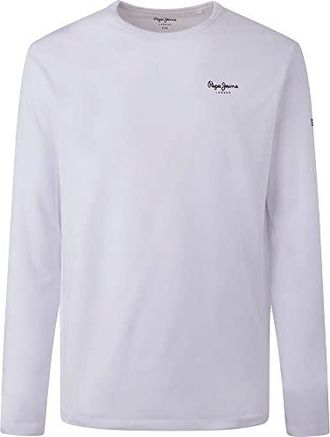 Pepe Jeans London Original Basic T-shirt pour Homme Slim Fit Manches Longues Blanche