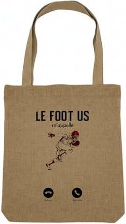 Fabulous Sac Shopping Tote Bag Aspect Lin - Le Football Am&eacute;ricain MAppelle Sport Loisir - Sac de Courses Toile Epaisse 360g Beige Naturel Cabas Port&eacute; Epaule So