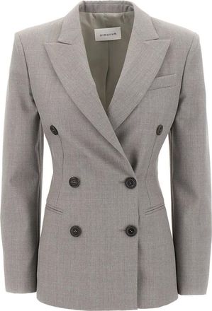 ARMARIUM Armarium, Femme, Vestes, Gris, Taille: 36 FR Blazer crois&eacute; &agrave; revers crant&eacute;s