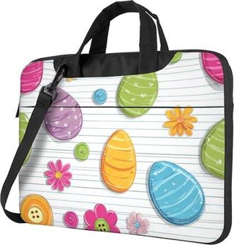 Generic Sac pour ordinateur portable de 15,6 pouces avec bandouli&egrave;re - Motif oeufs color&eacute;s - Housse de protection antichoc pour ordinateur portable de P&acirc;ques 