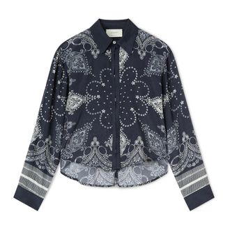 Motivi Musselin-Hemd mit Print - - Blouses & Shirts - Damen - Blau - S