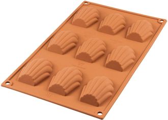 Silikomart | SF032 Silikonform für MADELEINE Monoportionen, antihaftbeschichtet, 9 Monoportionen, Packung mit 1 Kuchenform, 68 x 45 mm, h 17 mm, Made in Italy