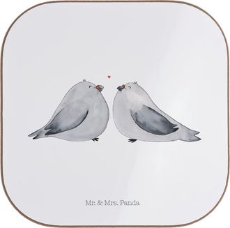 Mr. & Mrs. Panda Untersetzer für Gläser Turteltauben Liebe - Geschenk, Hochzeitstag, Freund, Coaster, Glas, Verlobung, Tischschoner, Freundin, Tischuntersetzer, gläser