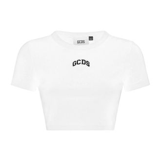 GCDS Cropped T-Shirt - - Tops - Damen - Wei&szlig; - M