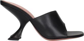 Amina Muaddi Femme, Chaussures, Noir, Taille: 38 1/2 EU Sandales à Talons Aiguilles en Cuir Noir