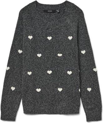 Vero Moda Vero Moda Vmdoffy Intarsia Ls O-NCK GA Noos Pull, Gris fonc&eacute; m&eacute;lang&eacute;, XS