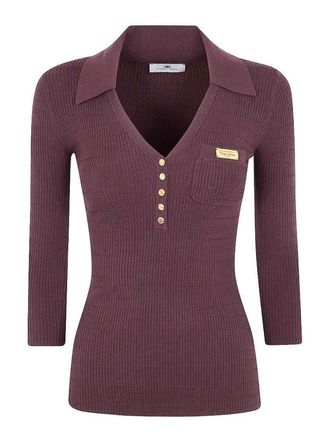 Elisabetta Franchi Pull Col Rond - Marron