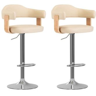 vidaXL Barhocker 2 Stk. Creme Bugholz und Kunstleder Vidaxl