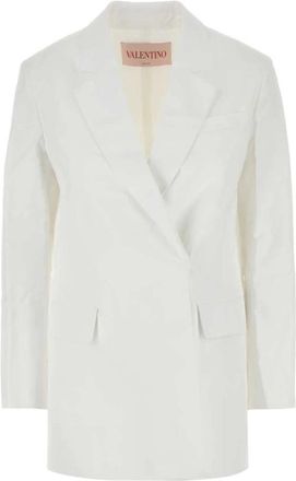 Valentino Garavani Femme, Vestes, Blanc, Taille: 34 FR Compact Poplin Blazer